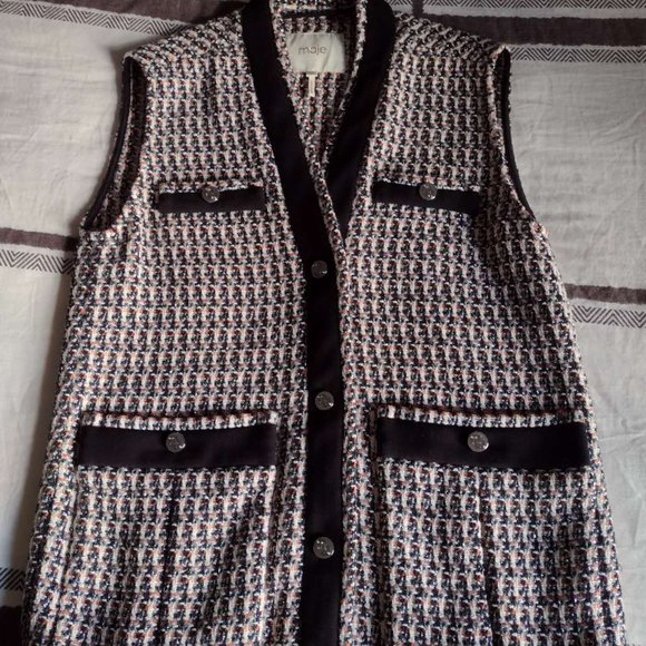Maje | Jackets & Coats | Maje Long Metallic Tweed Vest | Poshmark